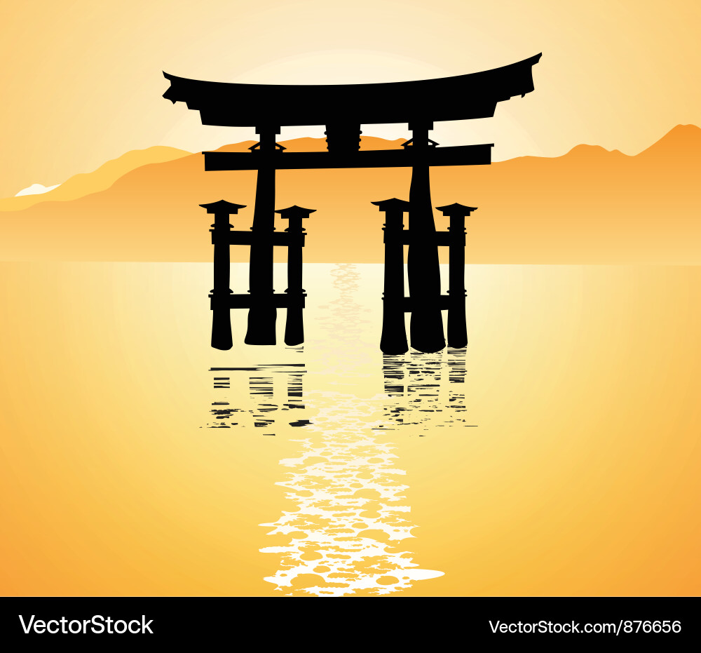 Heritage shrine in miyajima japan Royalty Free Vector Image