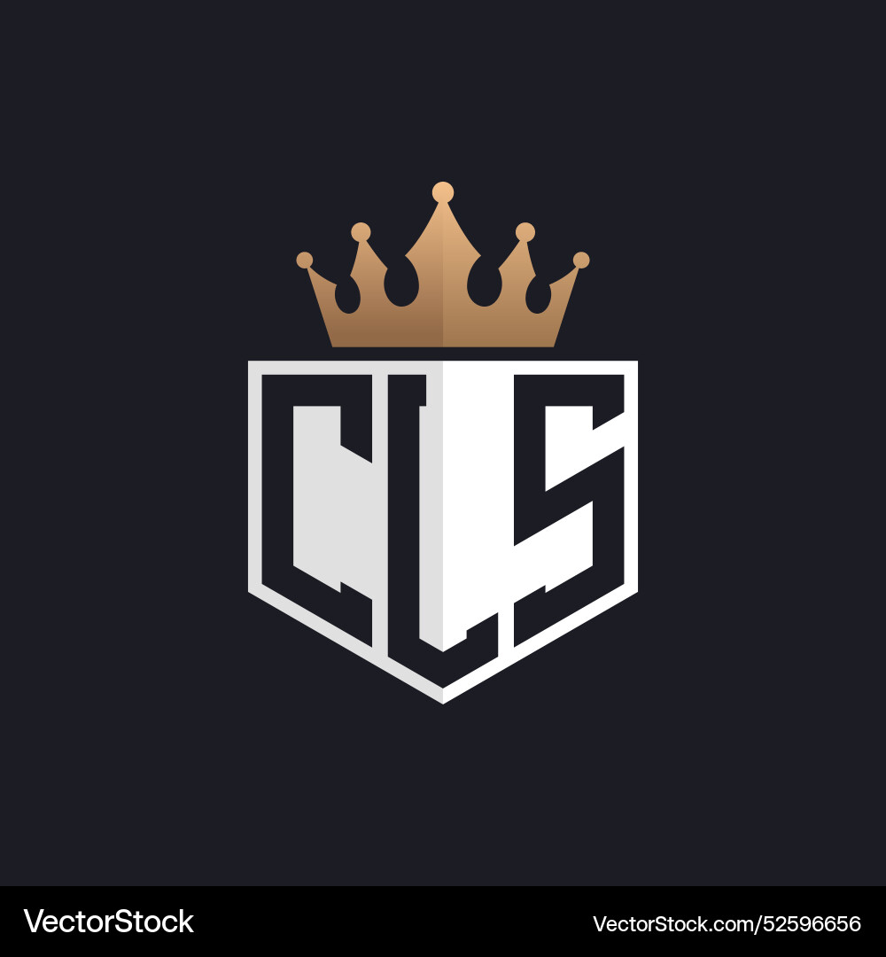 Luxury cls logo with crown elegant initials Vector Image