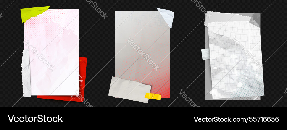 Punk grunge paper sheets with halftone textures Vector Image