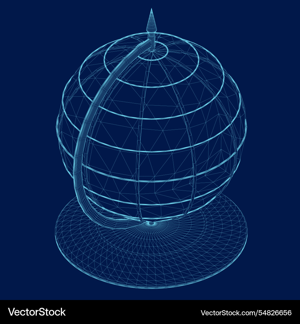 Wireframe globe from blue lines isometric view Vector Image