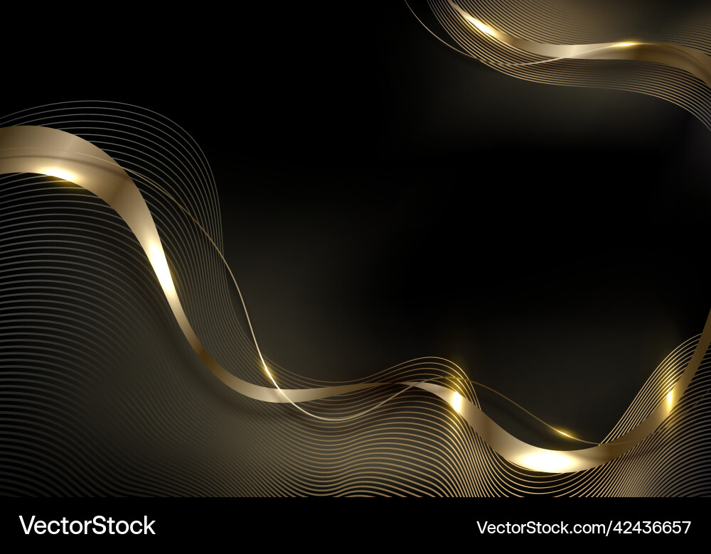 Abstract elegant golden ribbon wave lines Vector Image