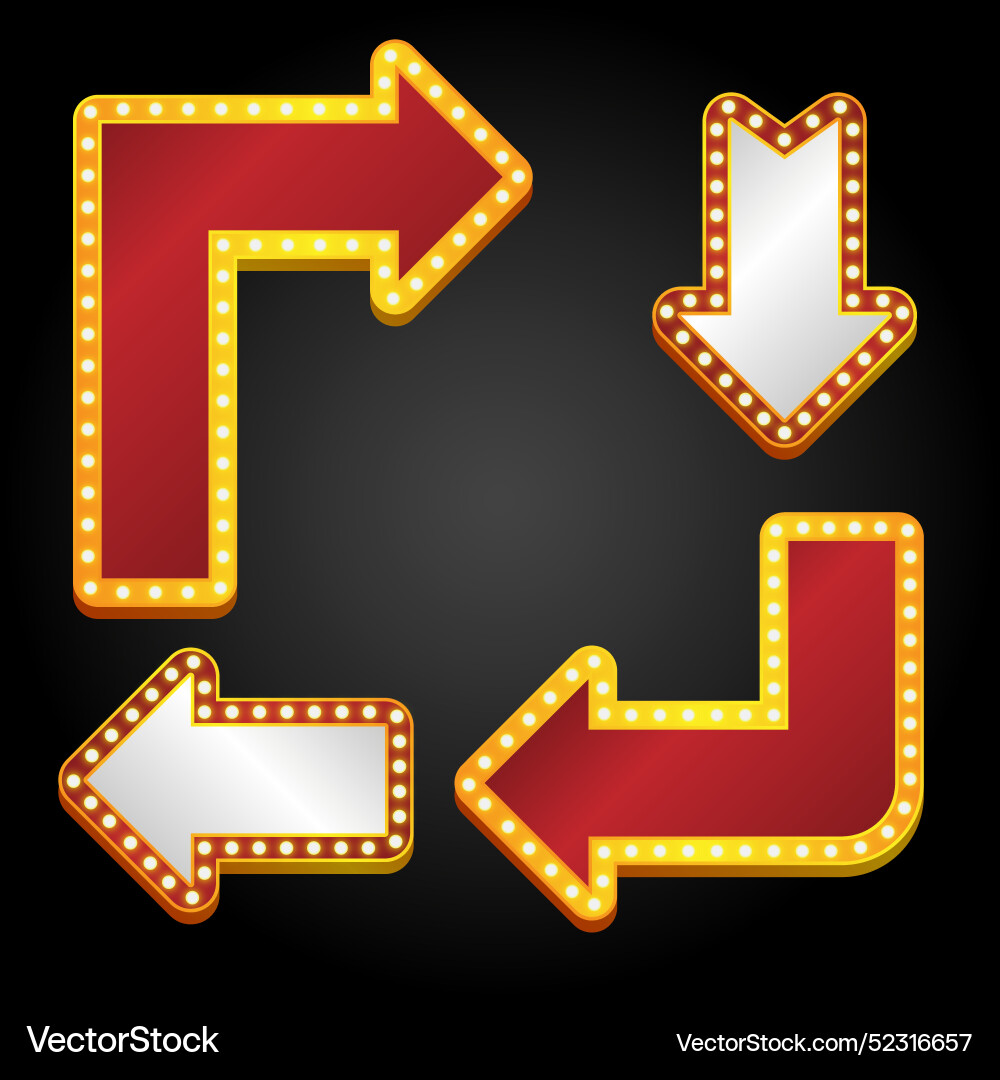 Arrow signs with light bulbs Royalty Free Vector Image