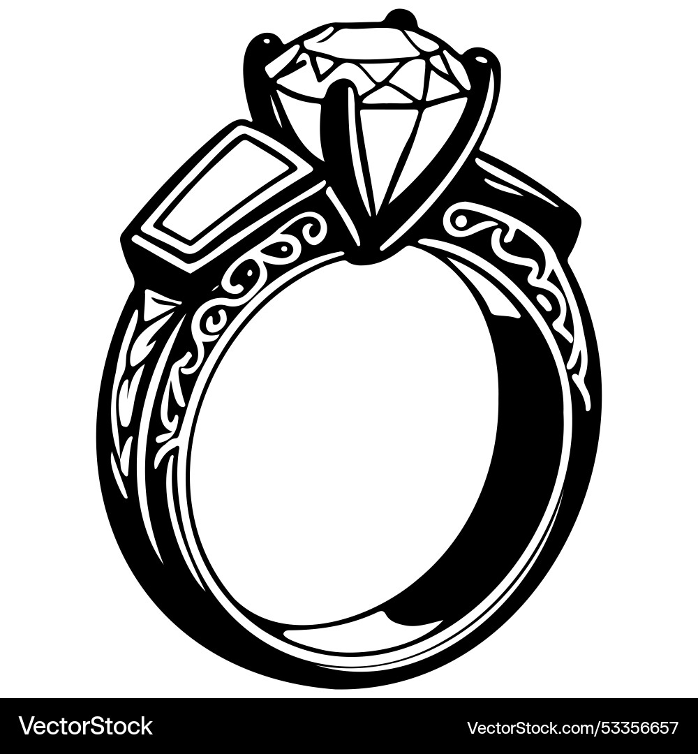Cartoon wedding ring isolated hand drawn line Vector Image