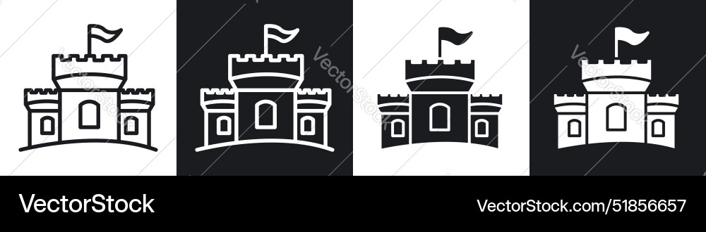 Castle icon set in black and white filld Vector Image