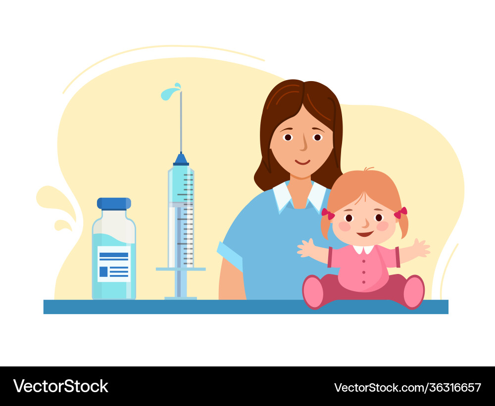 Concept vaccination children mom and child Vector Image