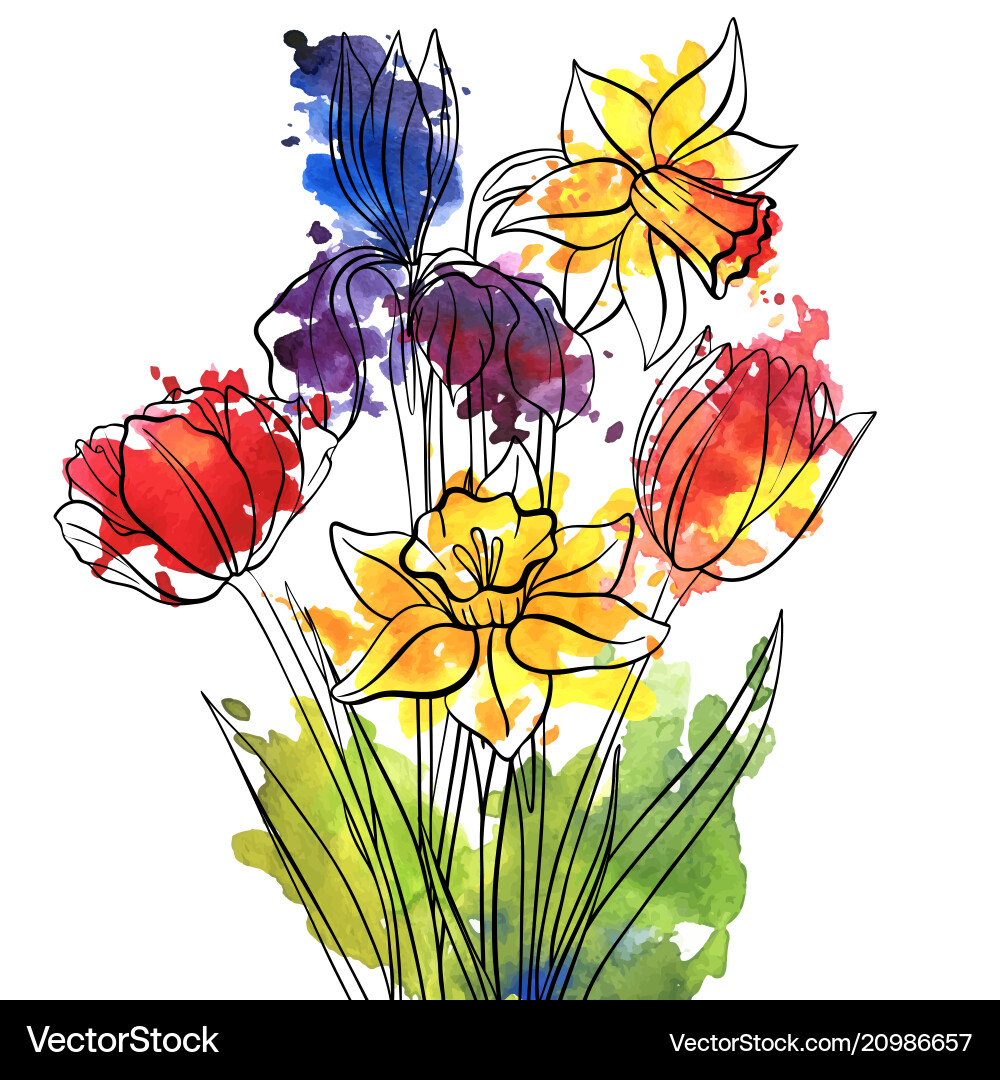 Drawing flowers Royalty Free Vector Image - VectorStock