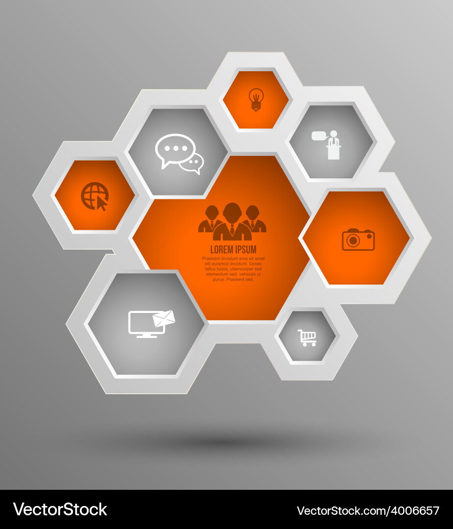 Hexagon group with icons Royalty Free Vector Image