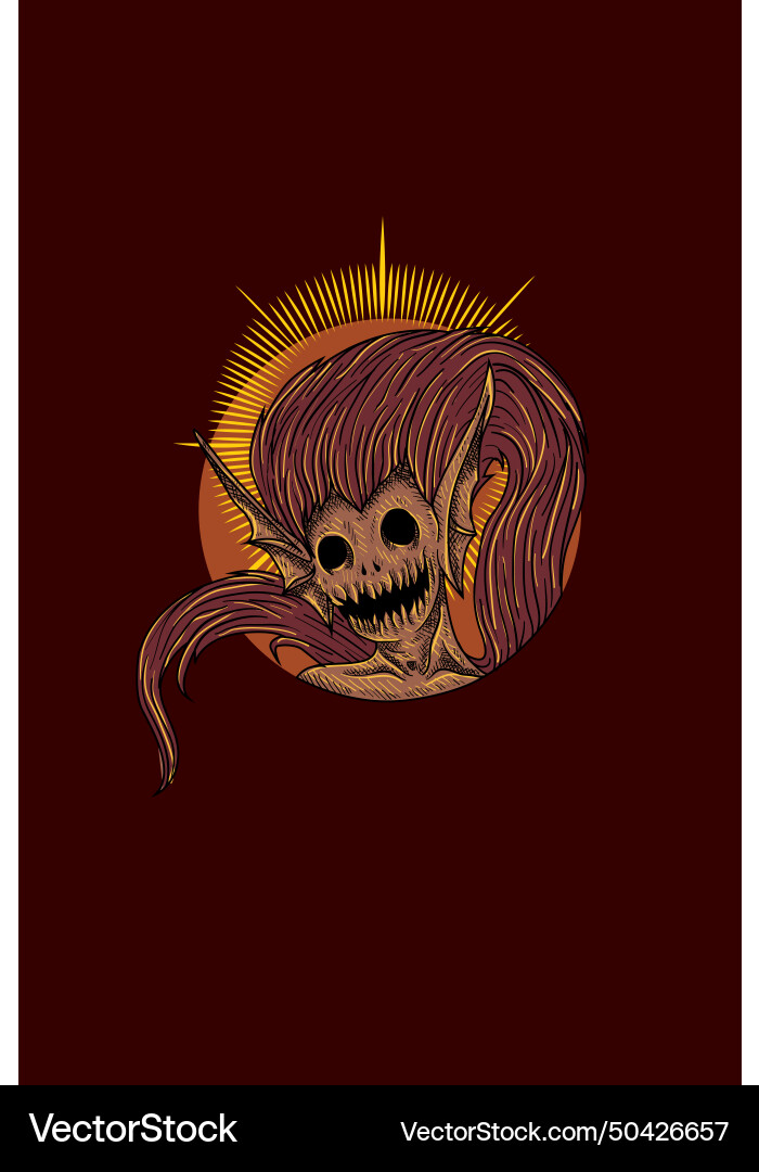 Monster with long hair Royalty Free Vector Image