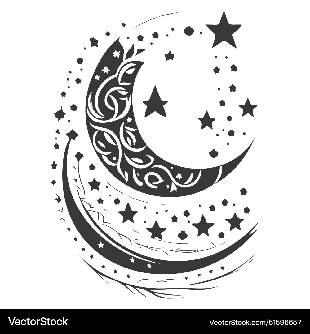 Moon star ramadan arabic islamic grey Royalty Free Vector