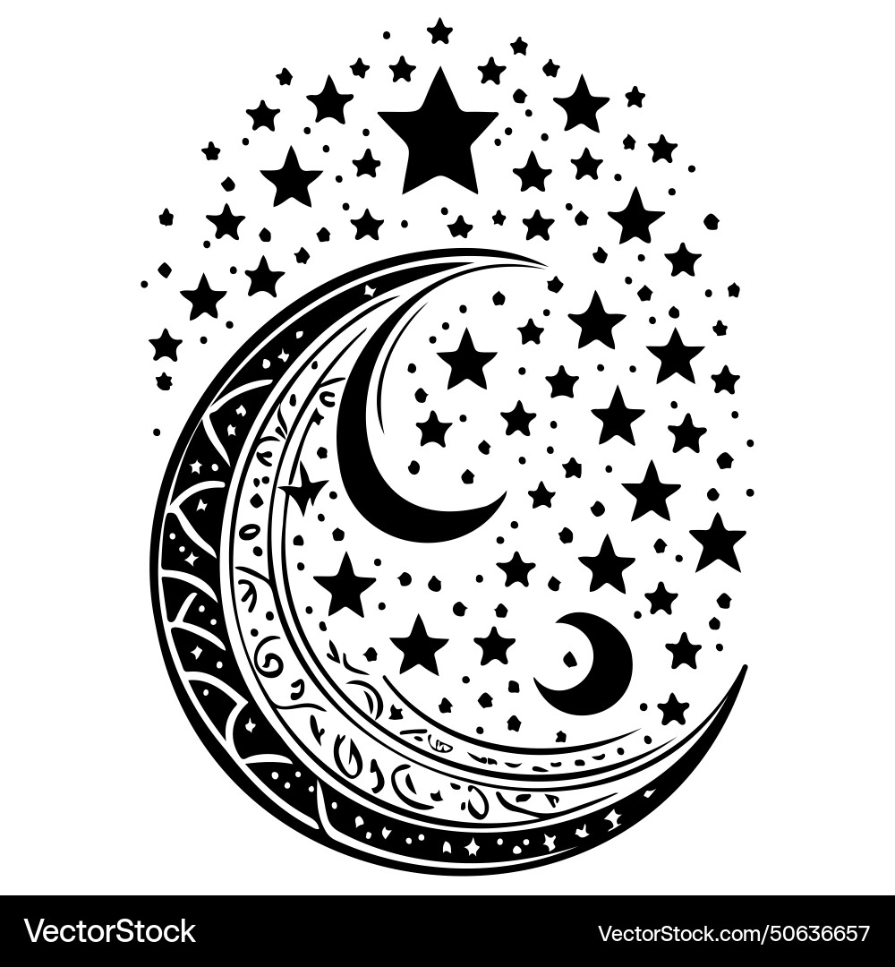 Moon star ramadan arabic islamic sketch hand draw Vector Image