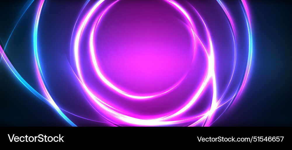 Neon glowing circle rays light round lines in the Vector Image