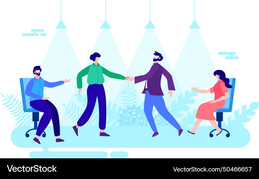 Team leader congratulating in meeting Royalty Free Vector