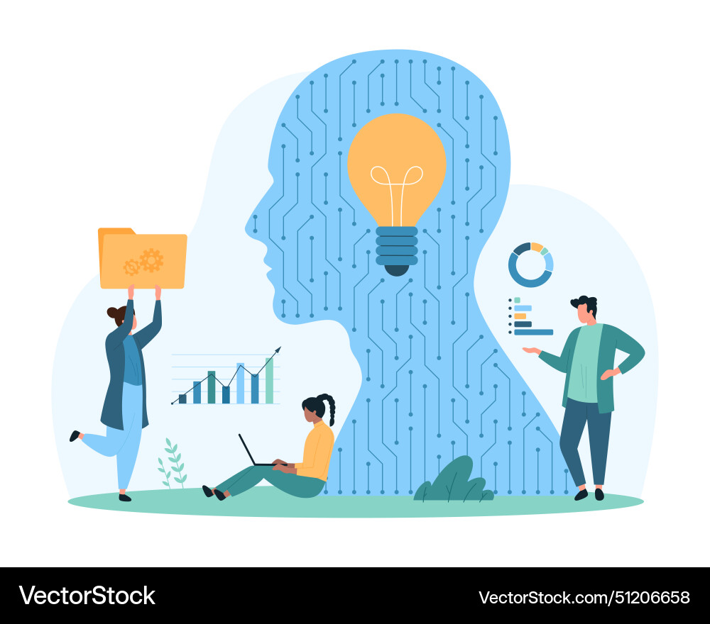 Analytics and creative tech ideas tiny people Vector Image