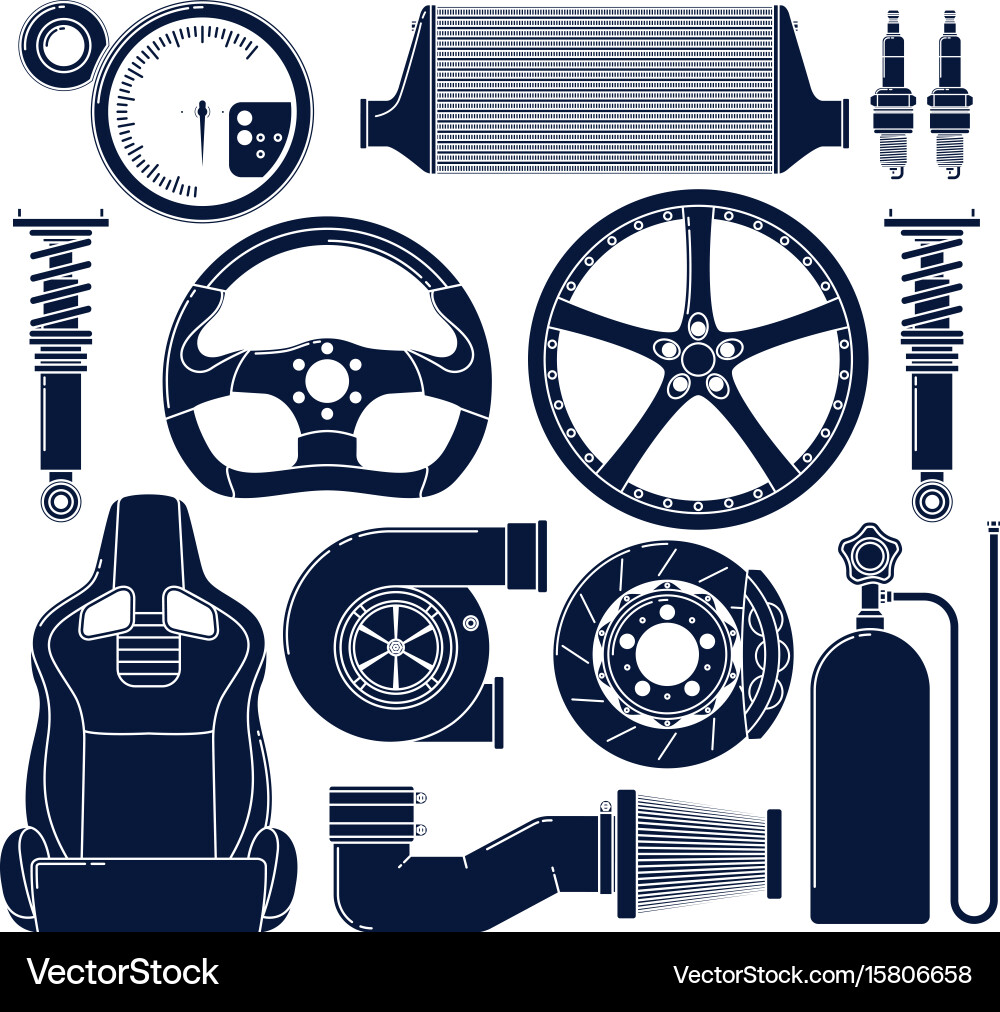Auto parts icons Royalty Free Vector Image - VectorStock