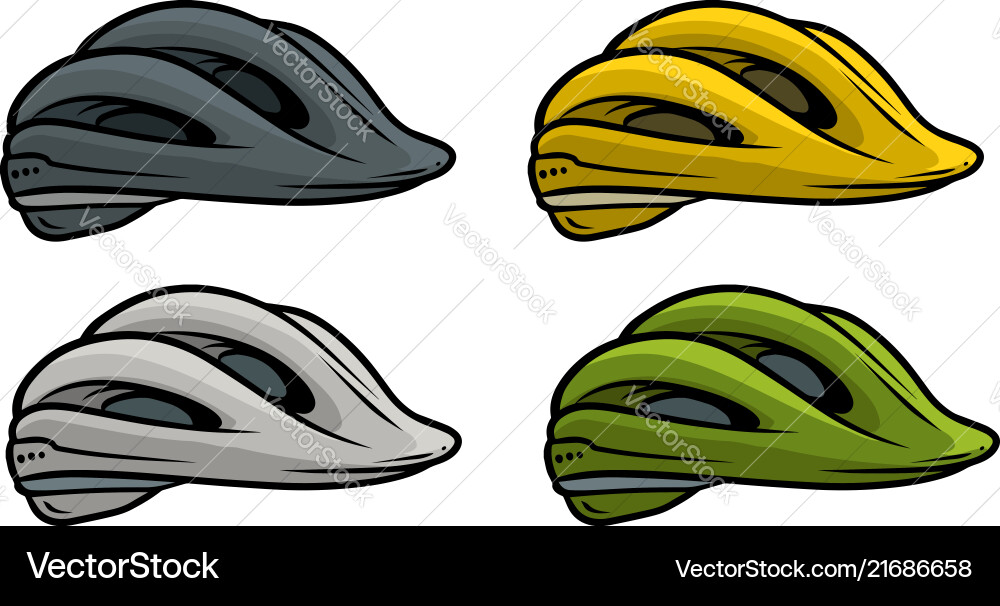 Cartoon Bicycle Helmet Icons Royalty Free Vector Image