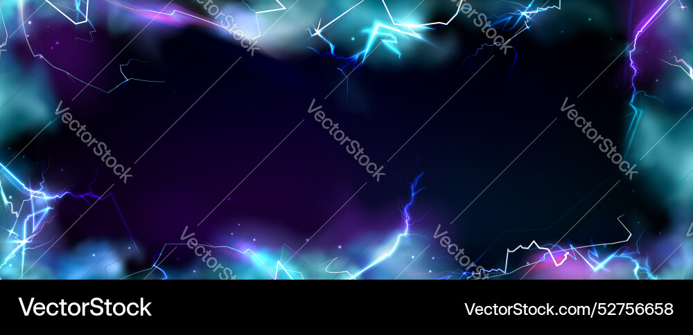 Color lightning frame isolated on black Royalty Free Vector