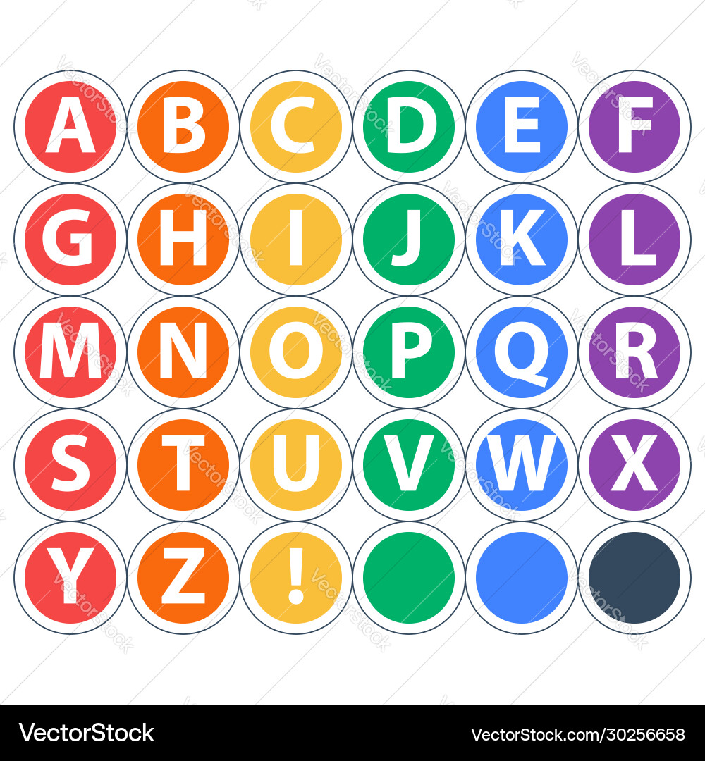 Colorful alphabet set letters in circles Vector Image