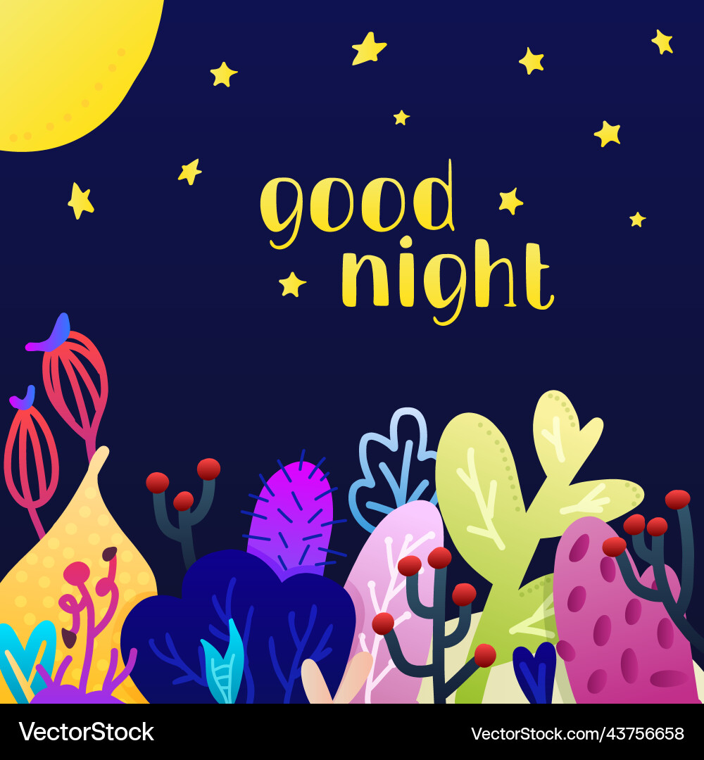 Creative universal floral night background modern Vector Image