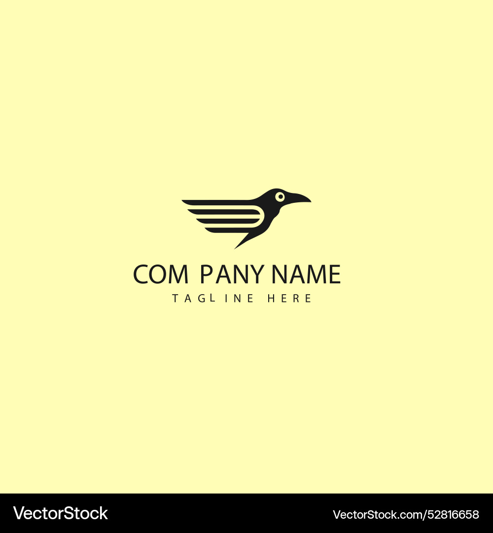 Crow bird logo template icon line art style Vector Image