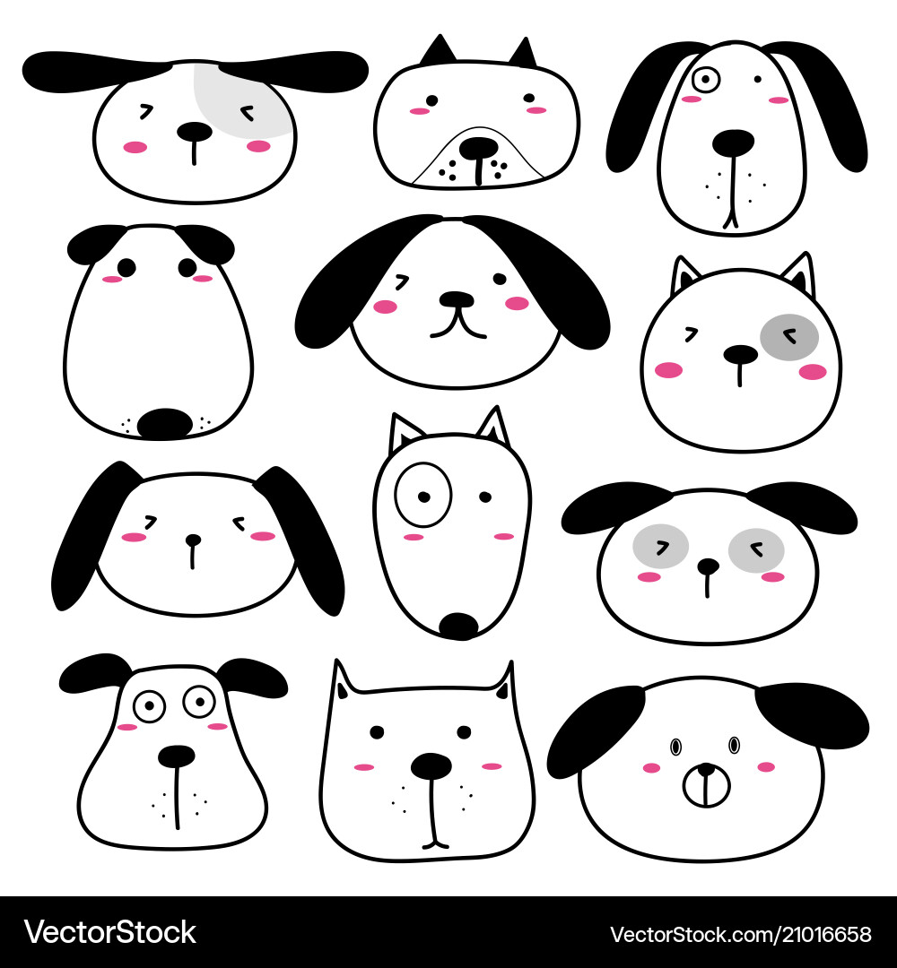 Cute Dog Face Collection Royalty Free Vector Image