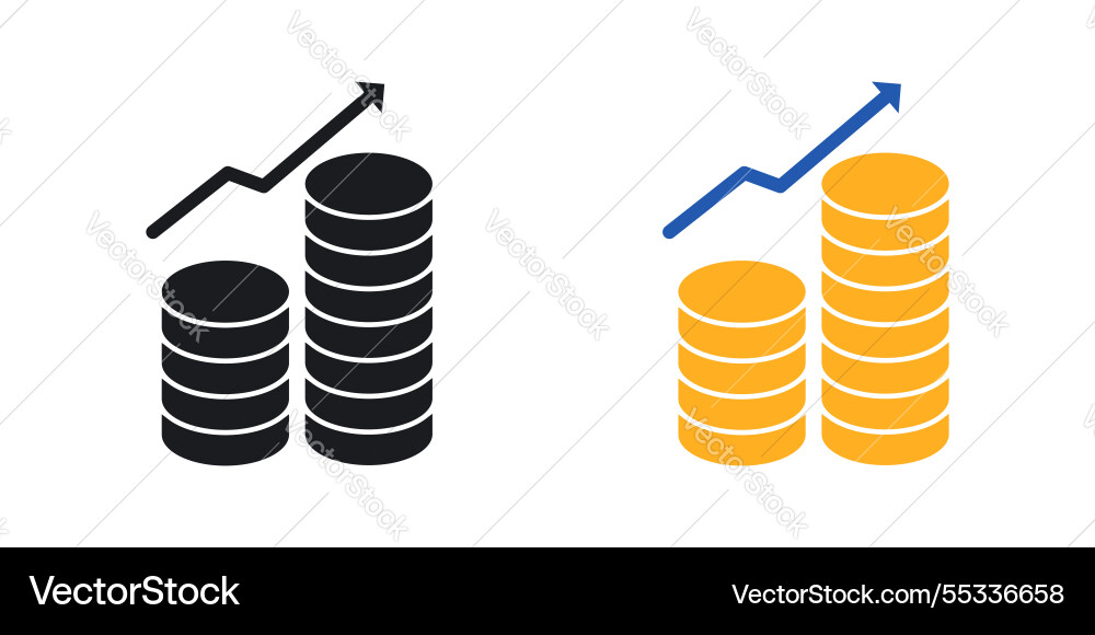 Earning icons set black and colored style Vector Image