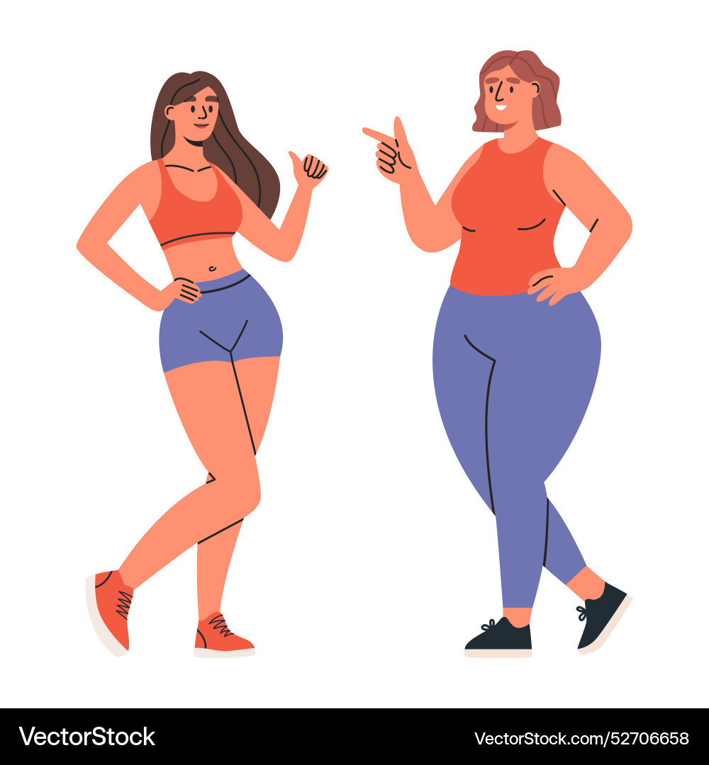 Fat and slim woman Royalty Free Vector Image - VectorStock