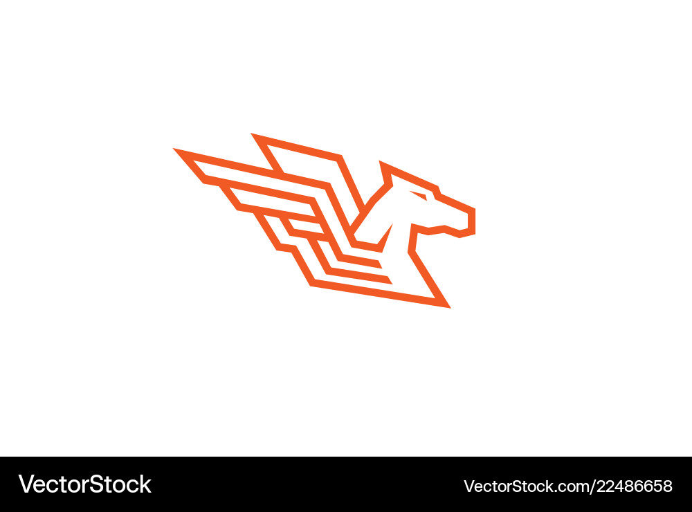 Horse red pegasus logo Royalty Free Vector Image