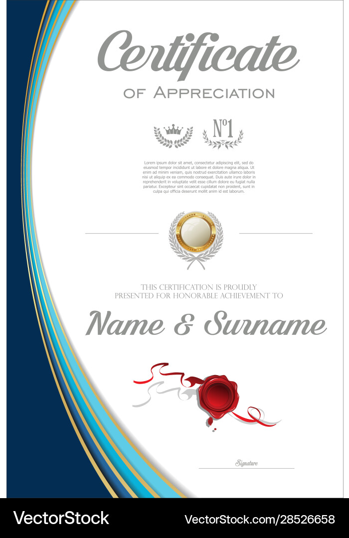 Retro Vintage Certificate Diploma Template Vector Image