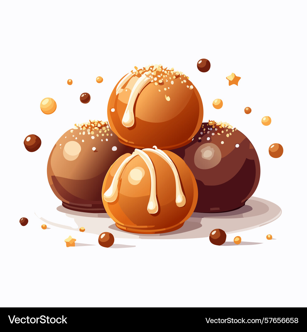 Stacked chocolate truffles with drizzle Royalty Free Vector