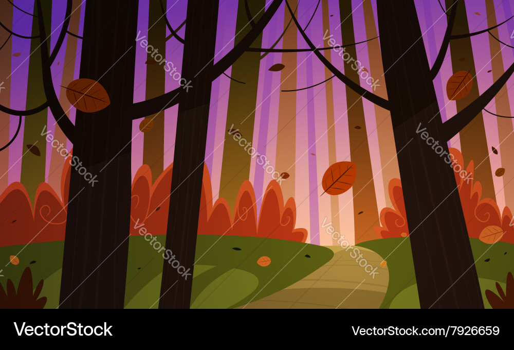 Autumn forest trail Royalty Free Vector Image - VectorStock