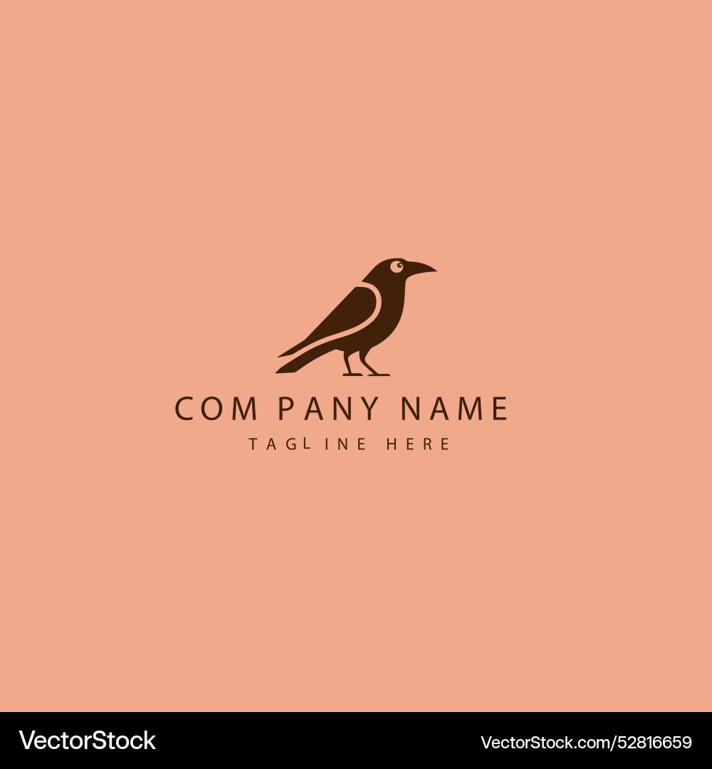 Crow bird logo template icon line art style Vector Image