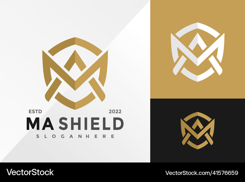 Letter ma or am shield logo design Royalty Free Vector Image