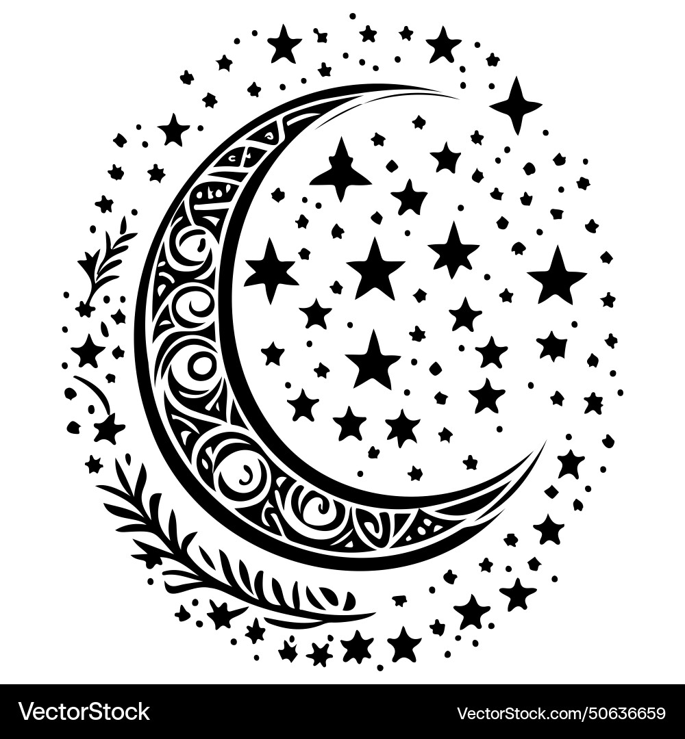 Moon star ramadan arabic islamic sketch hand draw Vector Image