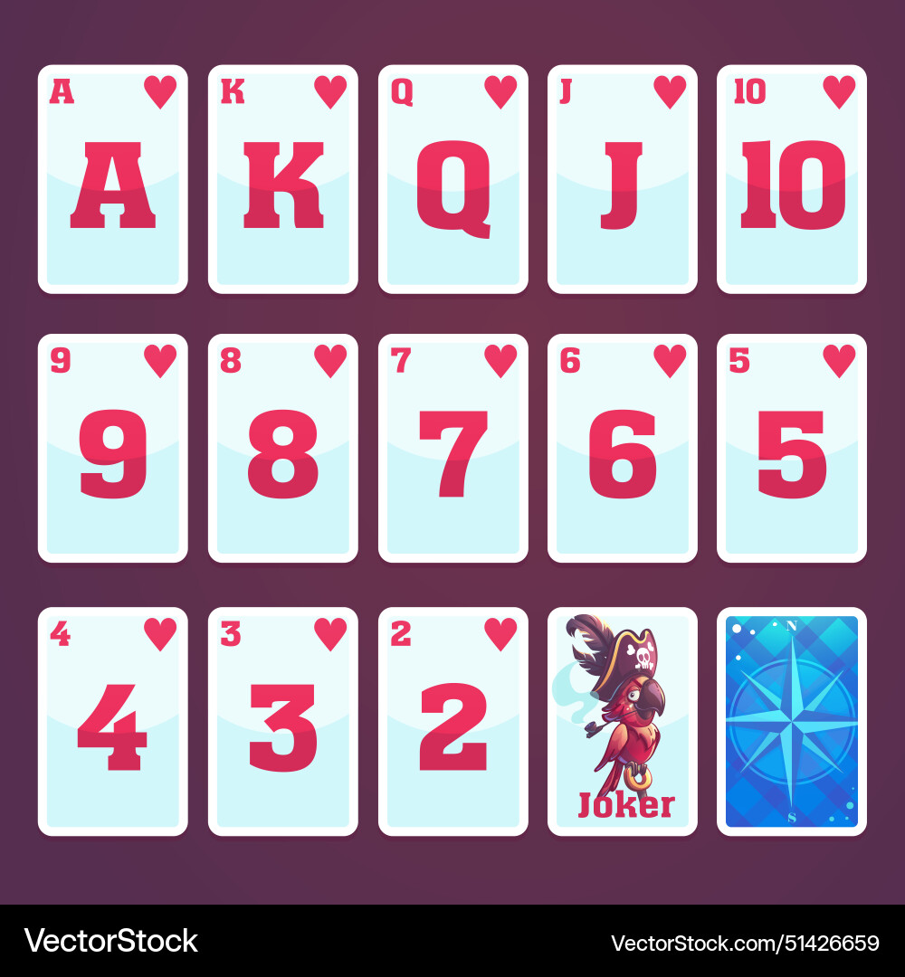 Playing card set hearts Royalty Free Vector Image