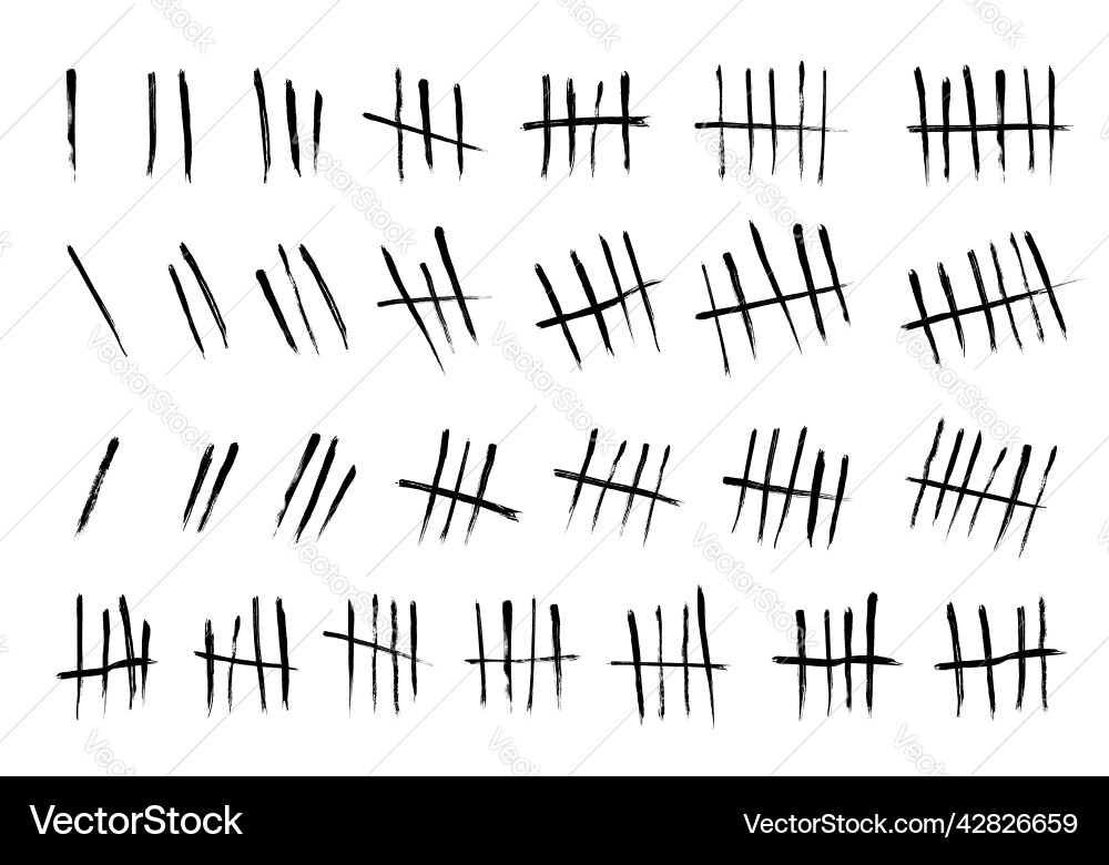 Tally mark prison counting lines set black slash Vector Image
