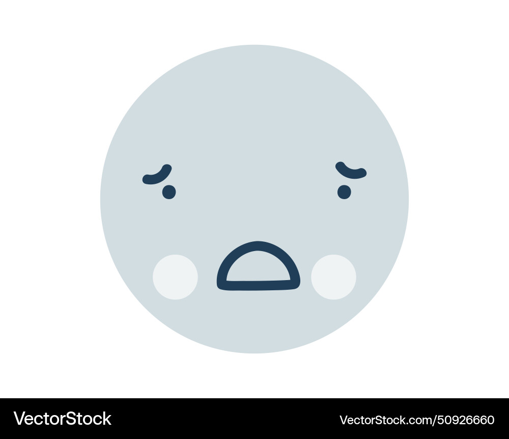 Blue disappointed round emoji icon object symbol Vector Image