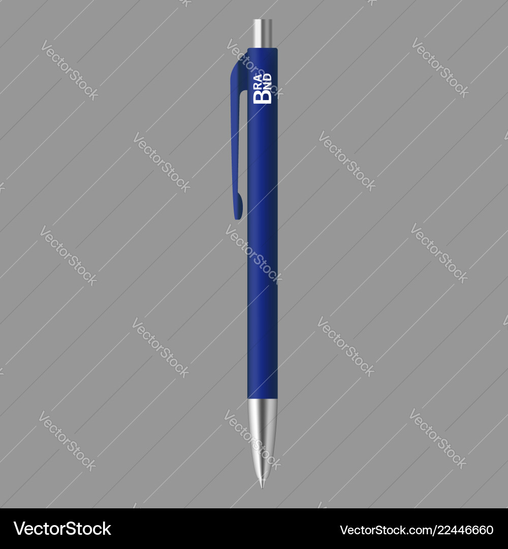 Blue pen icon realistic style Royalty Free Vector Image