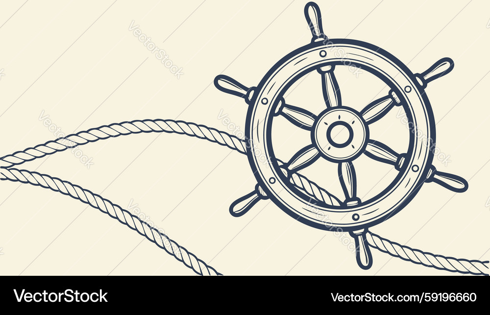 Detailed Ship's Wheel with Ropes – Royalty-Free Vector | VectorStock