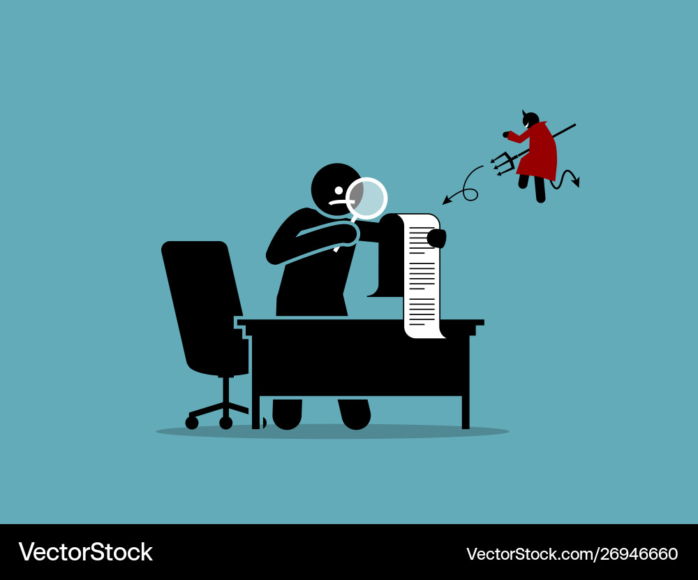 Devil's Detail: Careful Review Royalty Free Vector Image