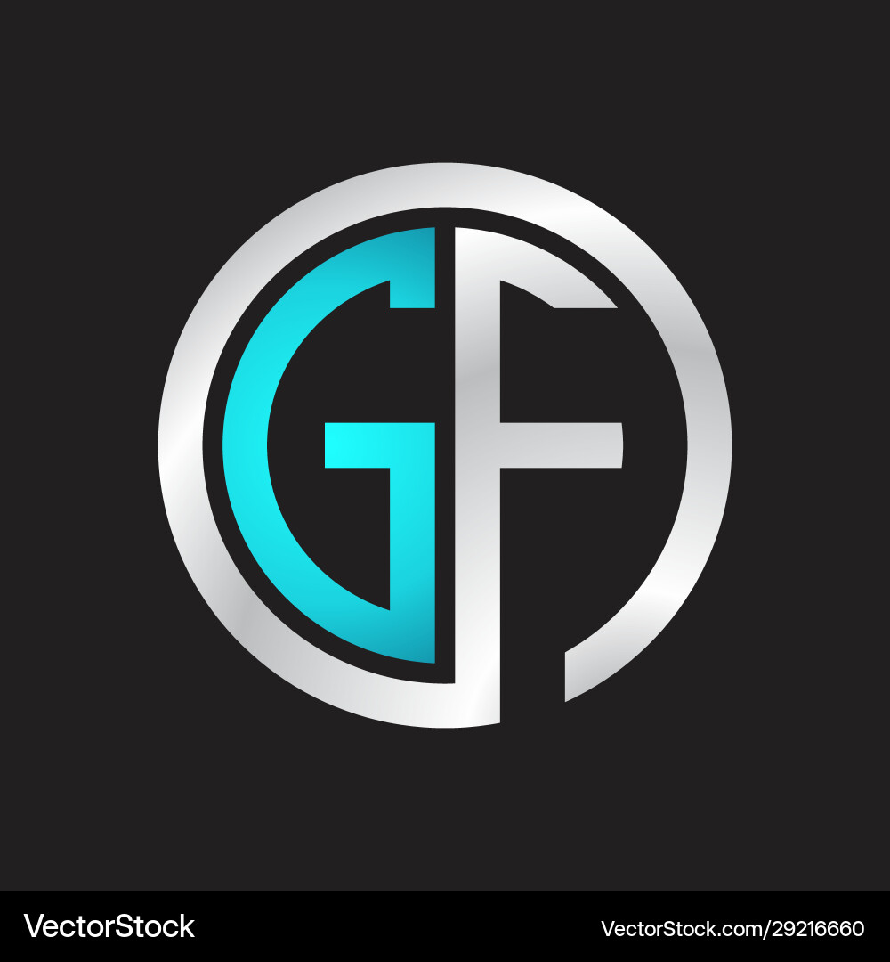 Gf initial logo linked circle monogram Royalty Free Vector