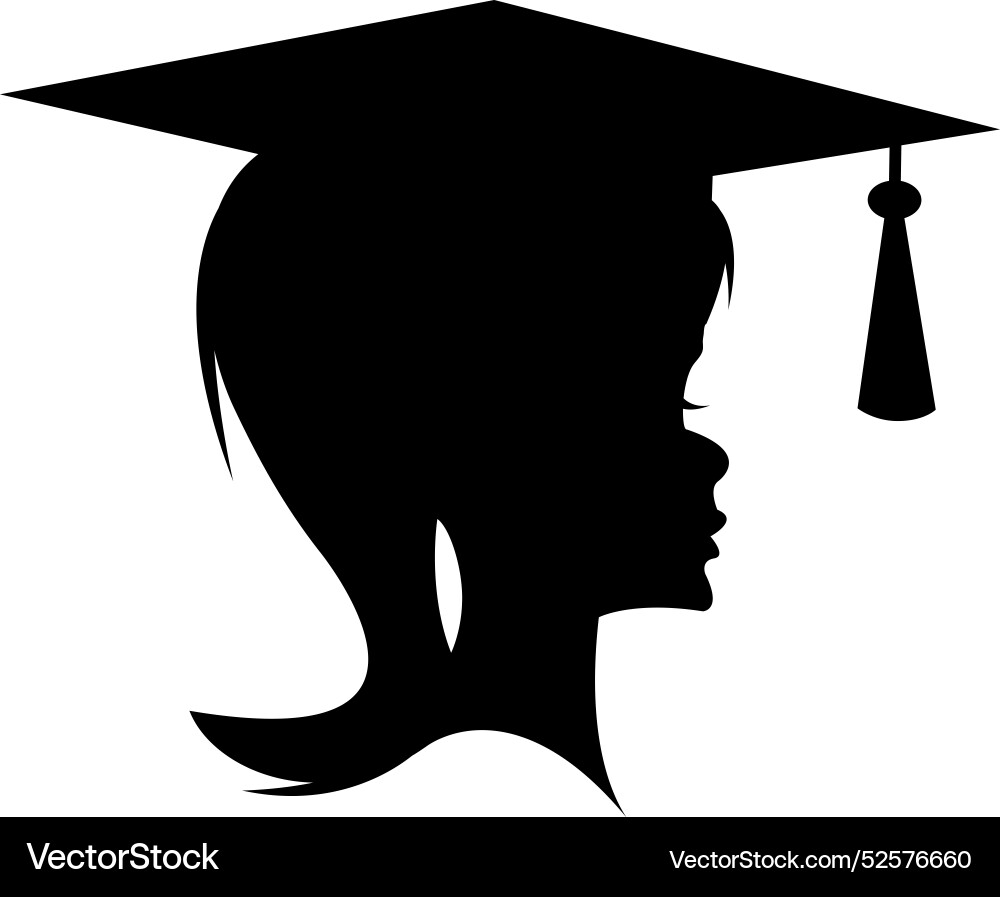 Graduation day elegance women in cap Royalty Free Vector