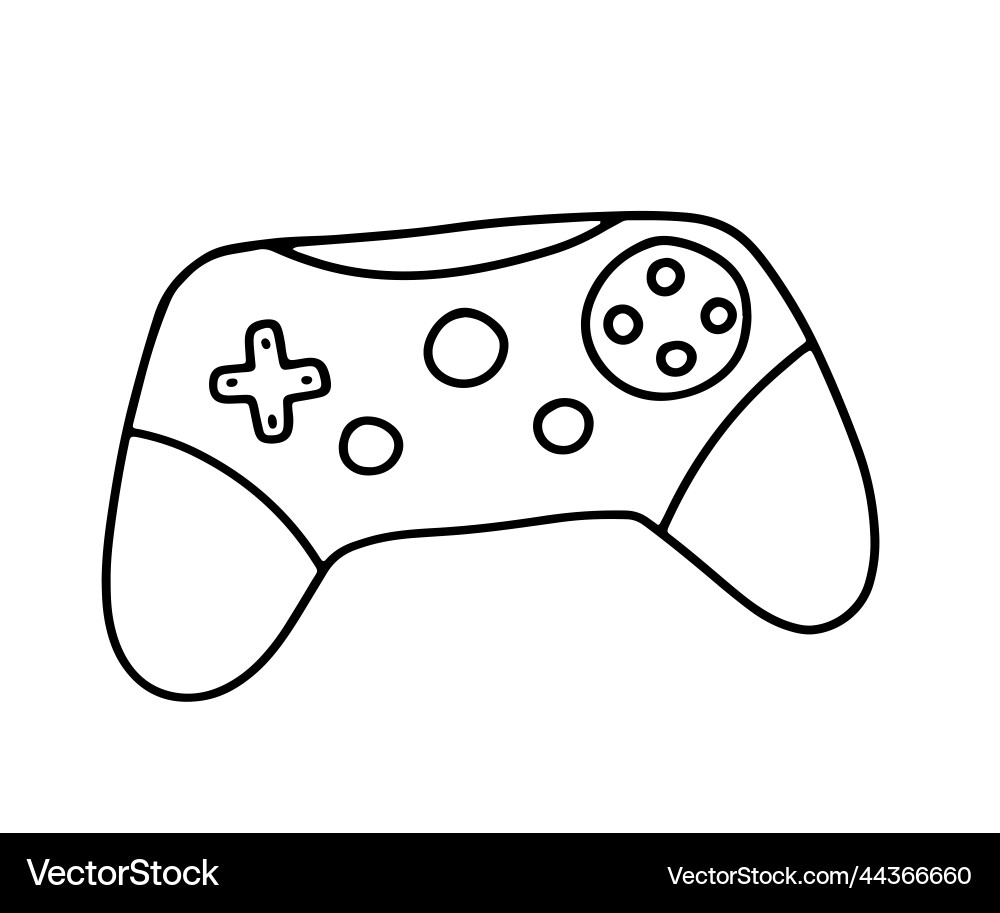Line sketch joystick doodle gamepad Royalty Free Vector