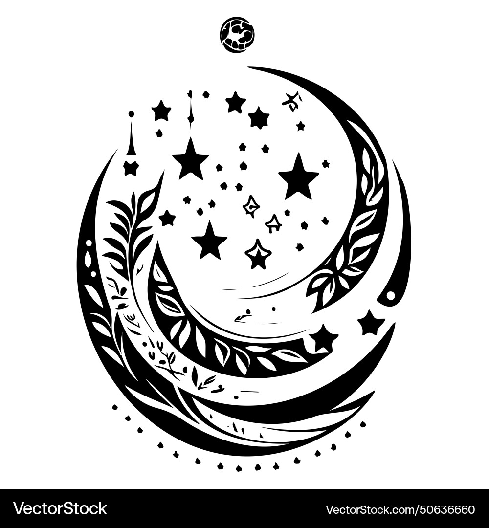Moon star ramadan arabic islamic sketch hand draw Vector Image