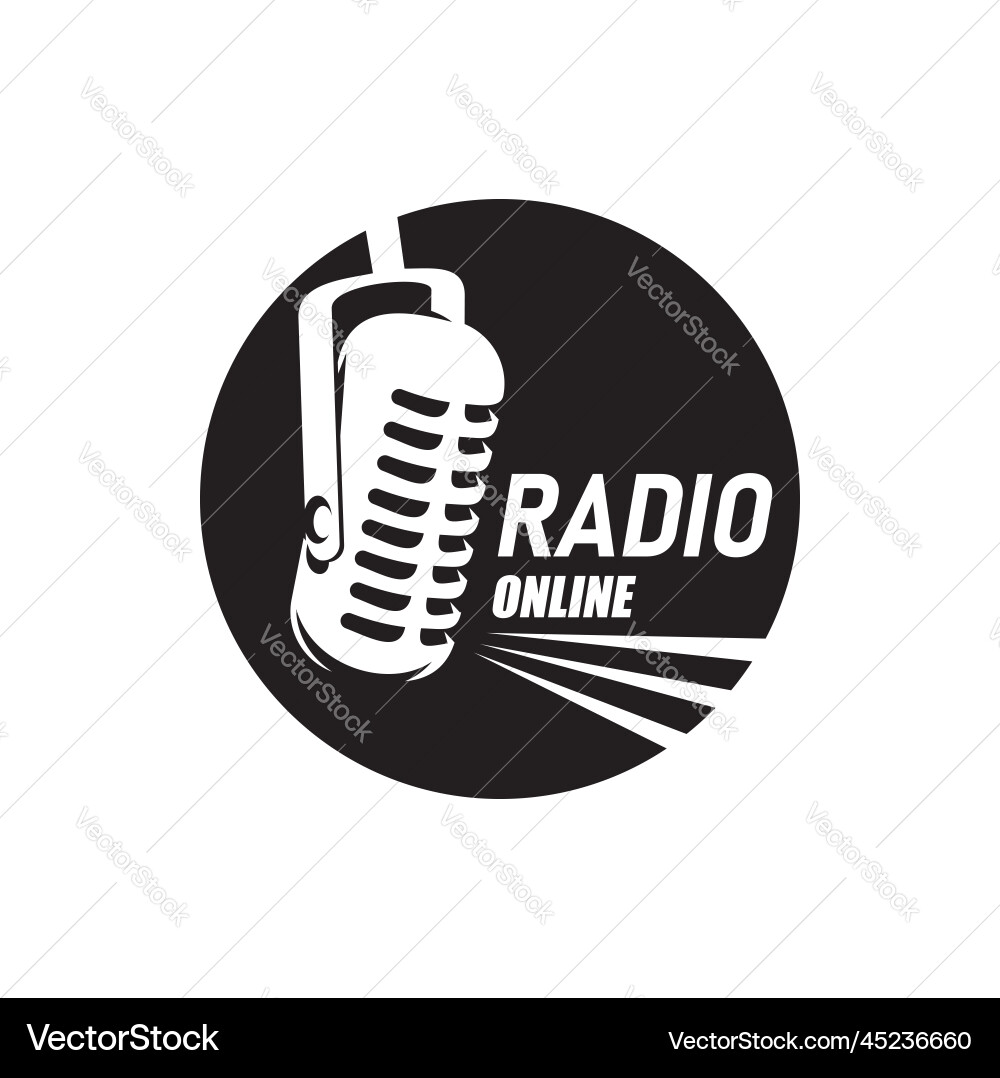 Online radio live broadcast icon with microphone Vector Image