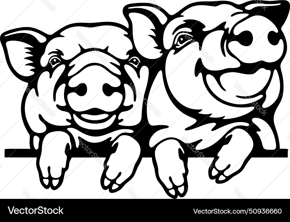 Peeking pig - funny farm animal stencil Royalty Free Vector