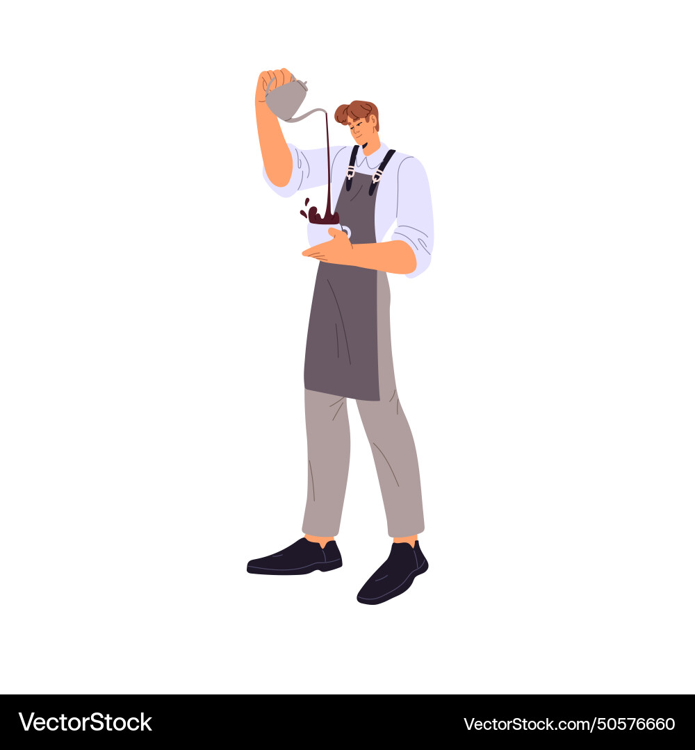 Professional barista makes coffee coffeeshop Vector Image