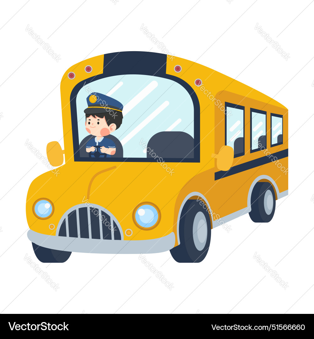 School bus with driver Royalty Free Vector Image