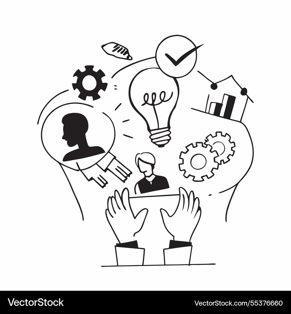 Team with renewable energy projects concept Vector Image