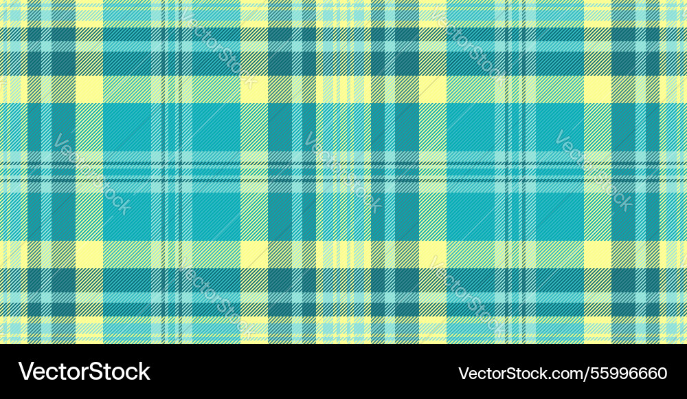 Vibrant teal and pale yellow plaid pattern Vector Image