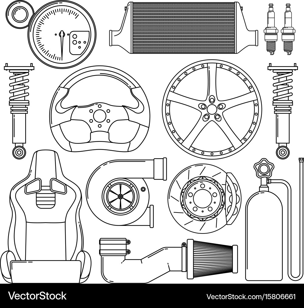Auto parts icons set Royalty Free Vector Image